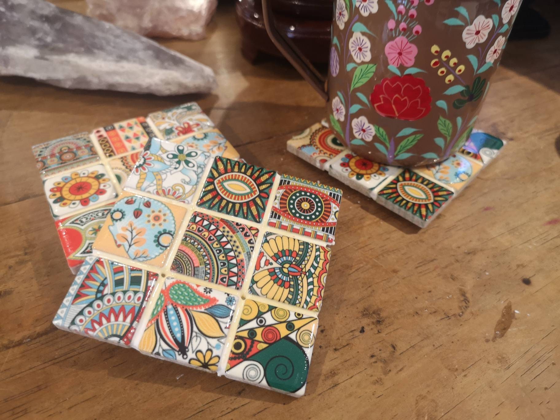 Set of Aztec, Native American Tile Coasters - Etsy