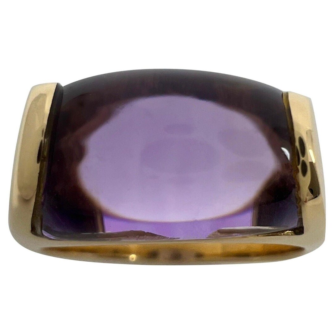 Rare Bvlgari Bulgari Tronchetto 18k Yellow Gold Purple Amethyst Ring UK ...