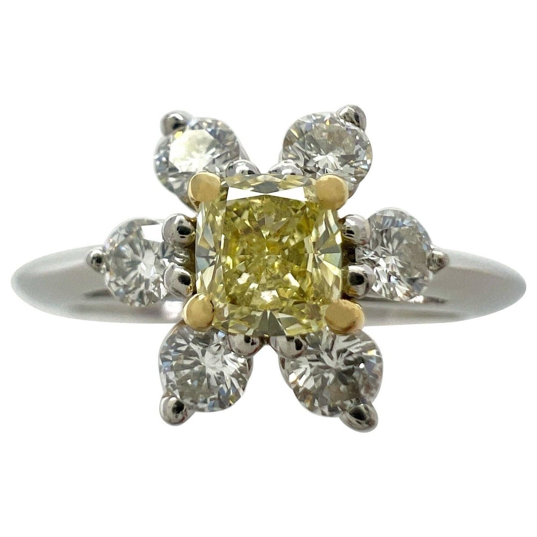 Fine Tiffany & Co. Fancy Yellow Diamond 18k Gold Platinum Buttercup ...