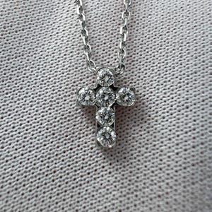 Vintage Van Cleef & Arpels Mini Cross Diamond 18k White Gold Pendant ...
