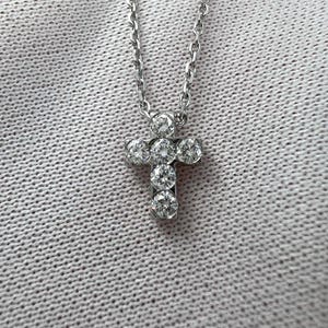 Vintage Van Cleef & Arpels Mini Cross Diamond 18k White Gold Pendant ...