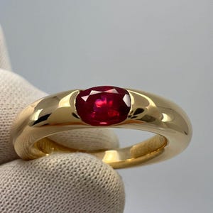 Vintage Cartier VIVID Red Ruby Oval Cut 18k Yellow Gold Solitaire Ellipse Ring 6 - Etsy