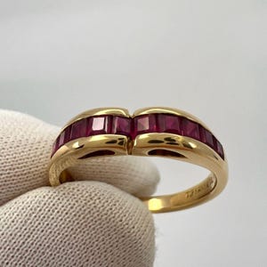 Tiffany & Co. Red Ruby Square Princess Cut 18k Yellow Gold Eternity ...