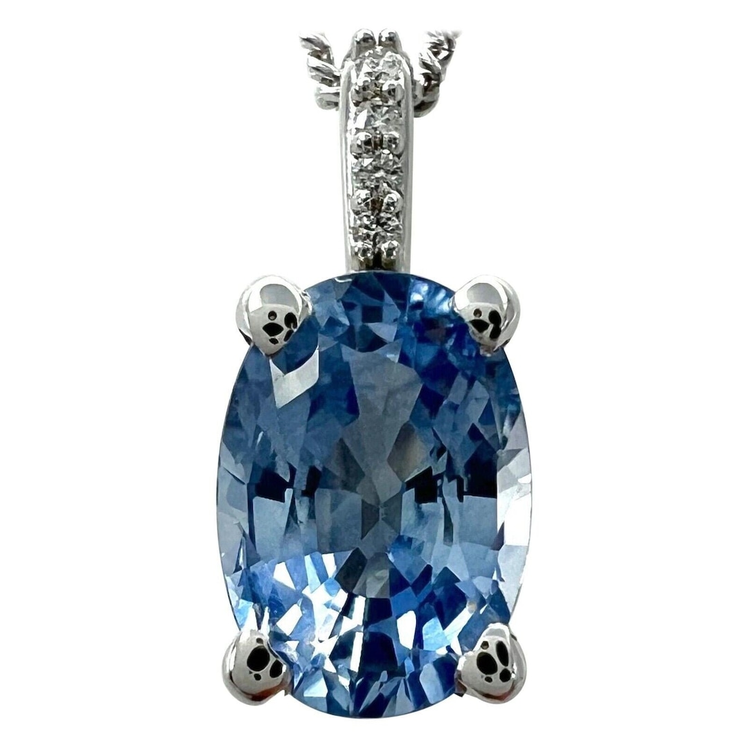 1.15ct Light Blue Ceylon Sapphire & Diamond 18k White Gold - Etsy