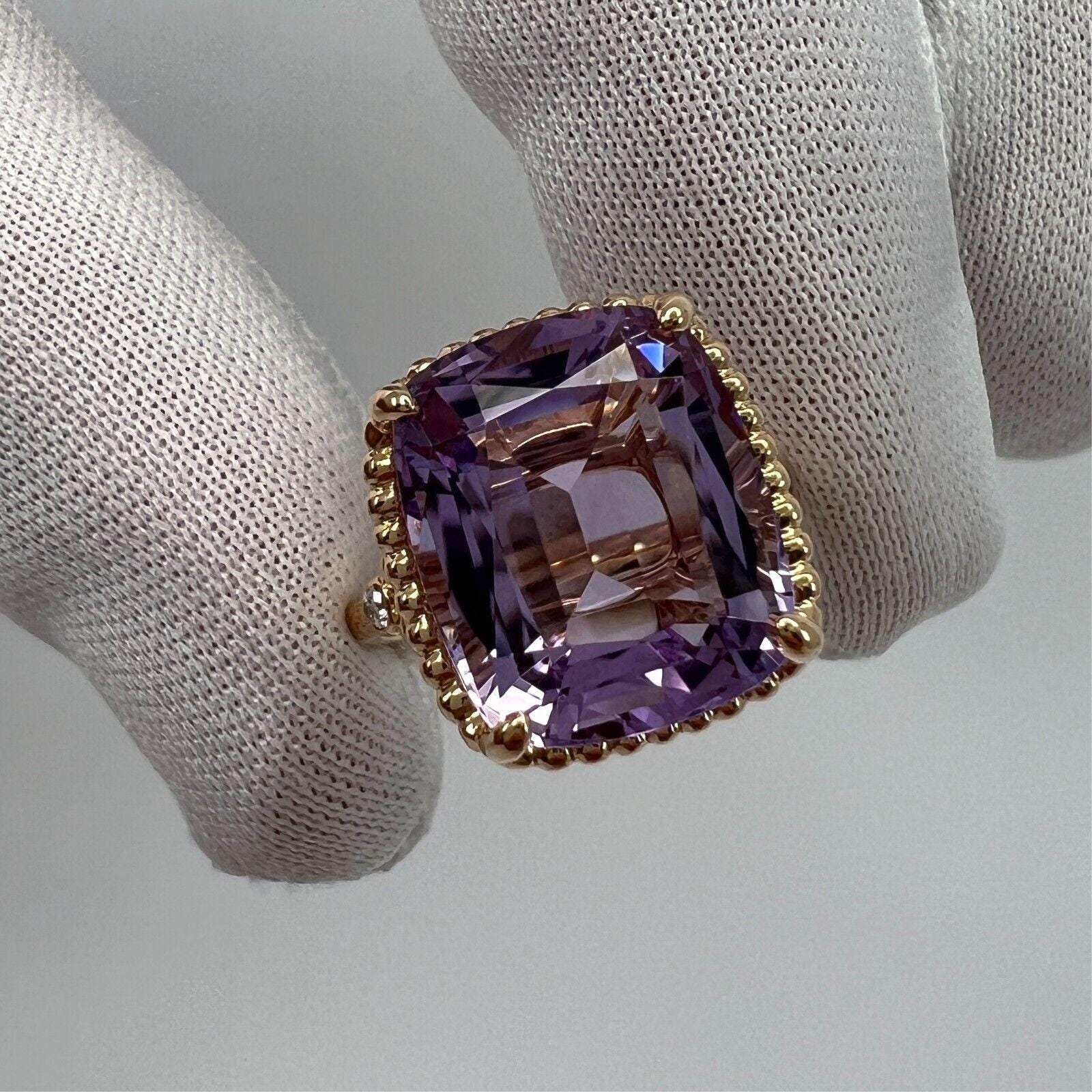 Rare Tiffany Co. Amethyst and Diamond Sparkler Cushion Cut 18k Rose Gold Ring Etsy