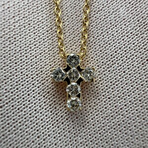 Vintage Van Cleef & Arpels Mini Cross Diamond 18k Yellow Gold Pendant ...
