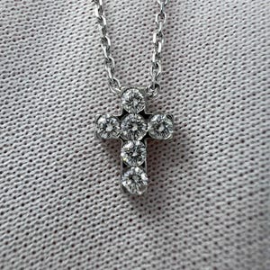 Vintage Van Cleef & Arpels Mini Cross Diamond 18k White Gold Pendant ...