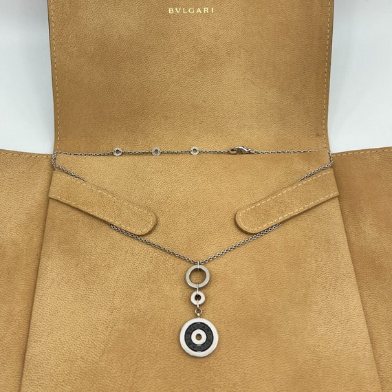Bvlgari Bulgari Astrale Cerchi 18k White Gold Black Ceramic Circle Disc Necklace Etsy