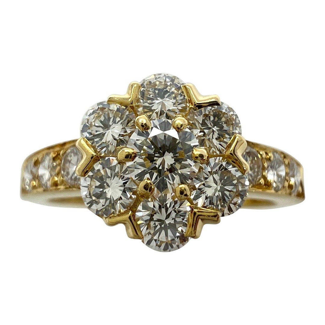 Rare Vintage Van Cleef & Arpels Diamond Fleurette 18k Yellow Gold Flower Ring - Etsy