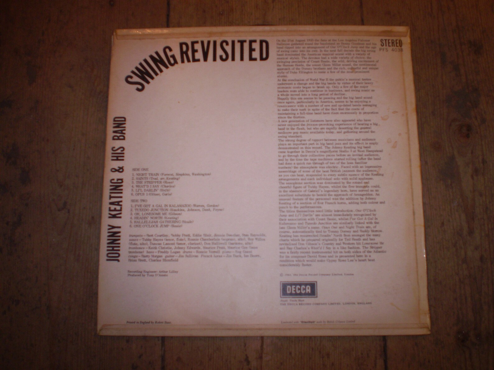 Swing Revisited 1964 Stereo Jazz Vinyl LP Album Johnny Keating and His Band,excellent Condition ...