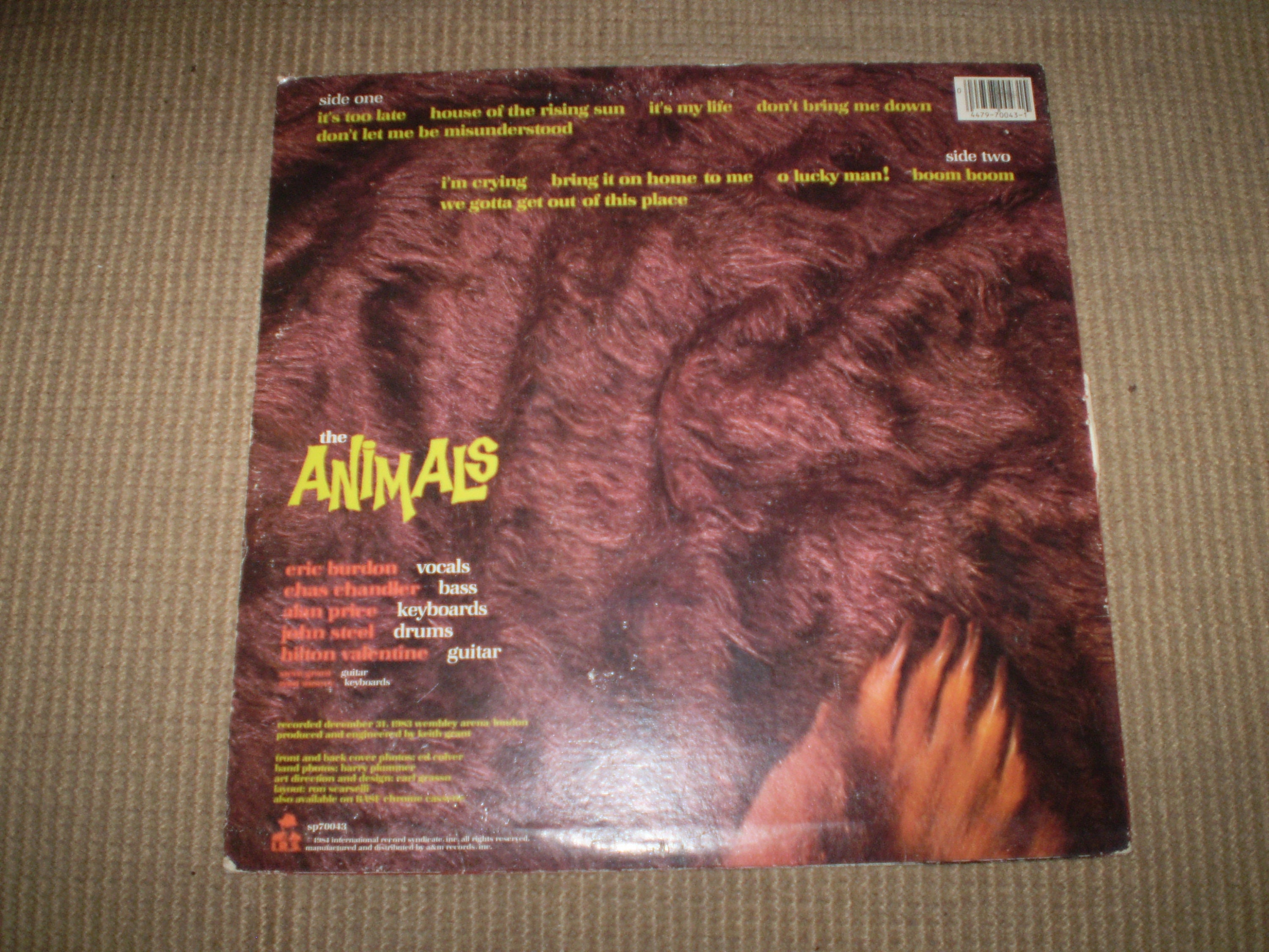 The Animals Greatest Hits Live Vinyl LP Album, SP70043, Superb Vinyl ...