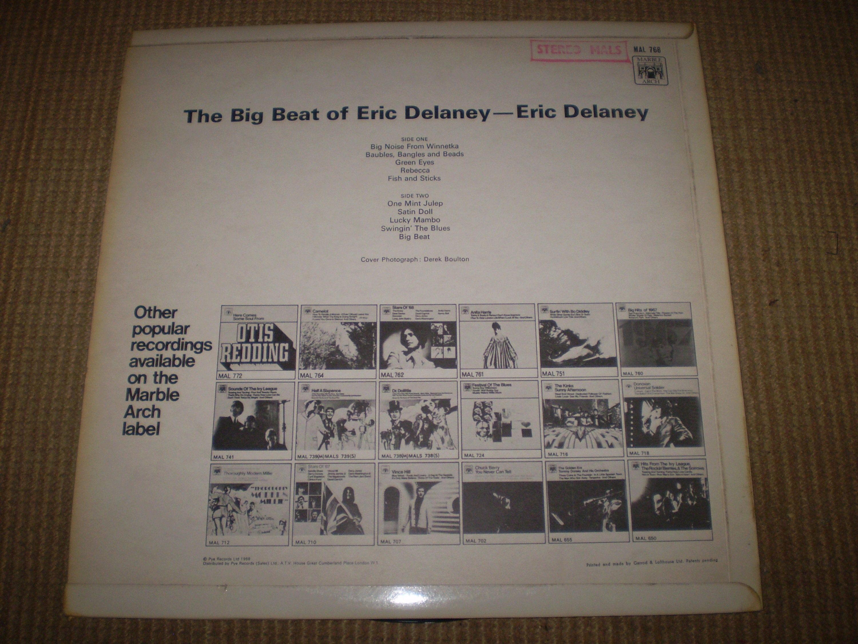 Big Beat of Eric Delaney Vinyl Stereo Jazz LP Album, 1968 British First ...