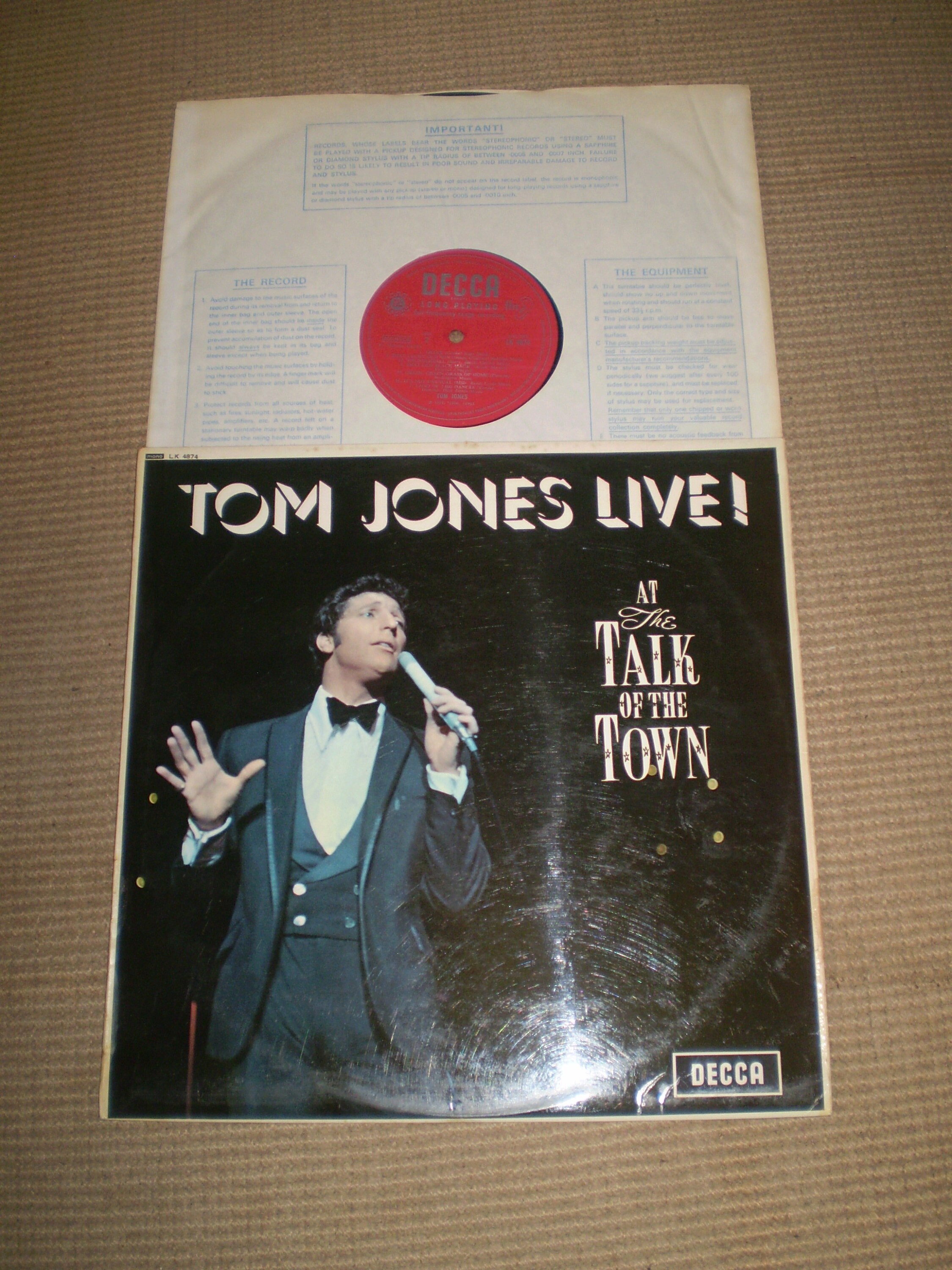 Live at Talk of the Town London Tom Jones Vinyl LP Album 1967 - Etsy