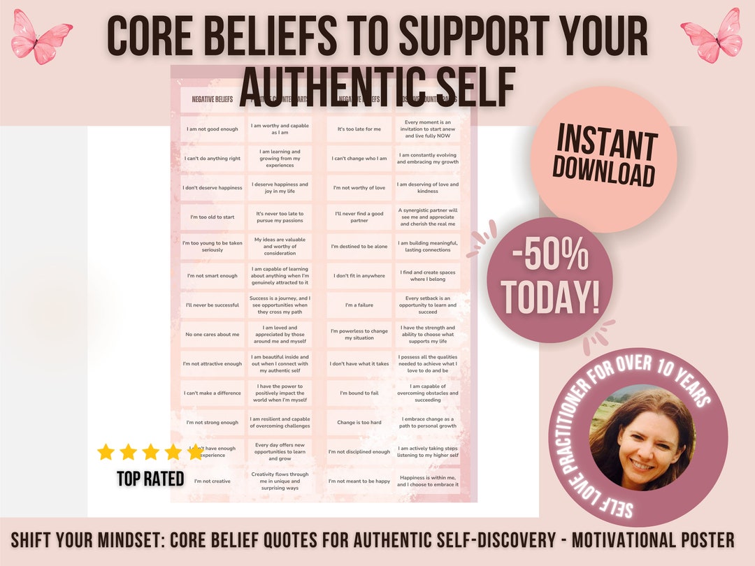 Growth Mindset Poster: Shift Core Beliefs, Self-discovery (digital ...