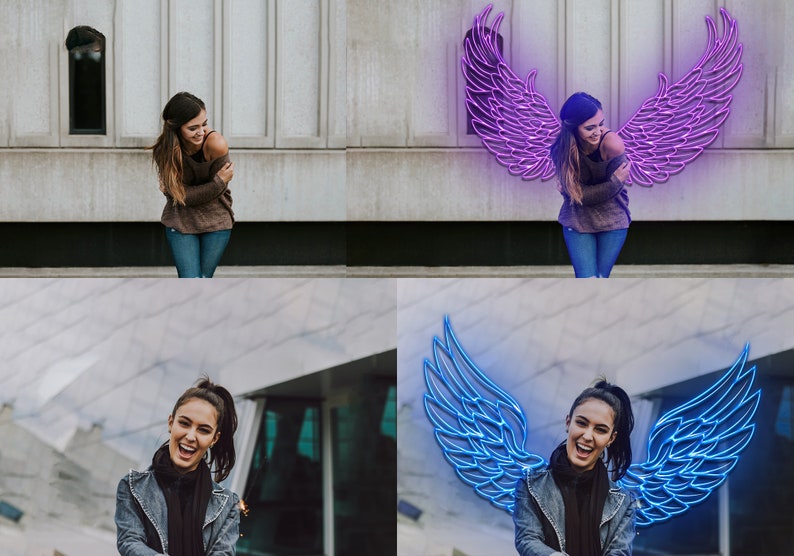 Angel Wings Overlays Neon Angel Wings Overlay Neon Light - Etsy