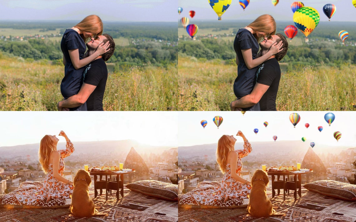 Hot Air Balloon Overlay Transparent PNG Photoshop Overlays - Etsy