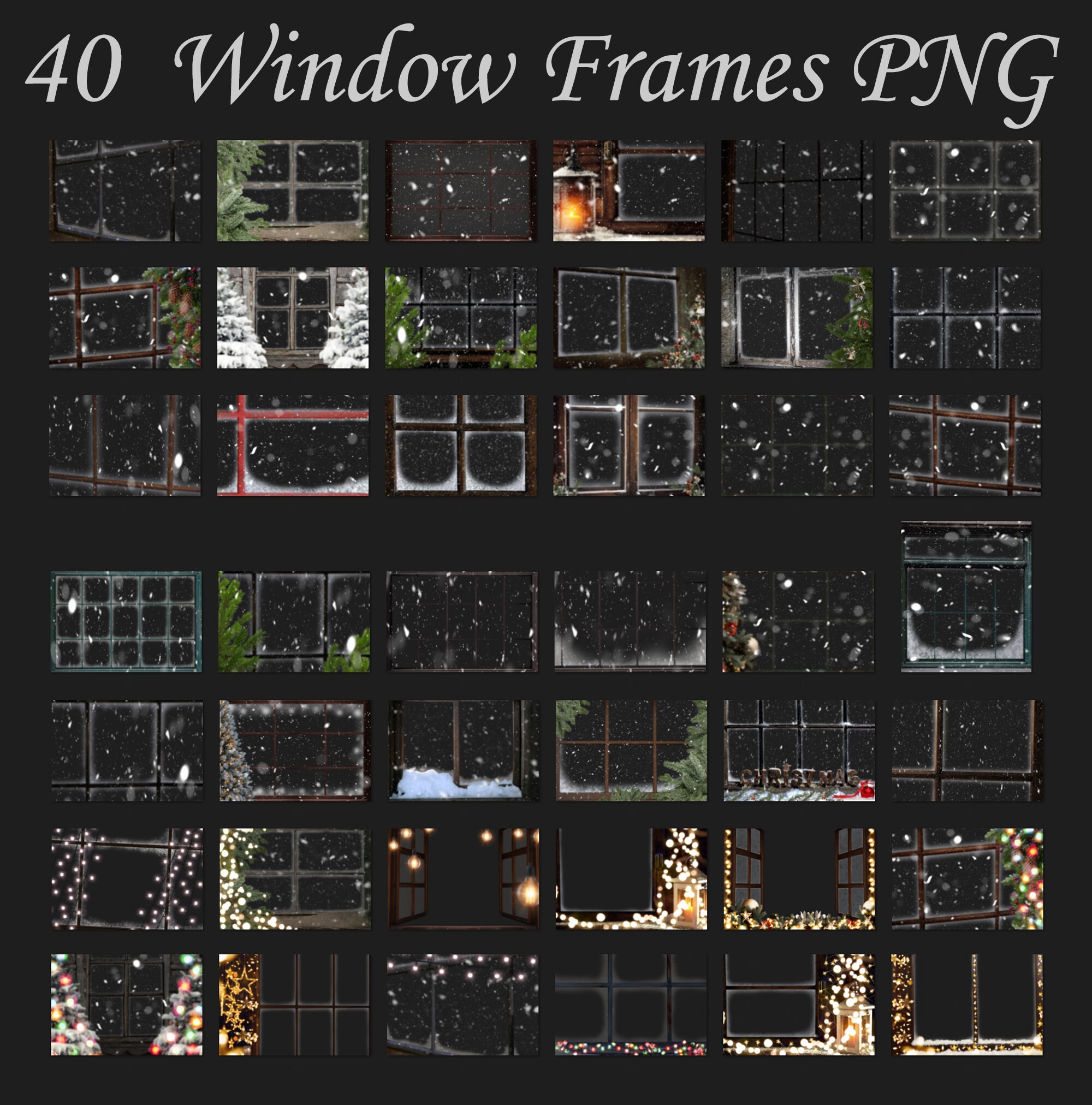 Christmas Window Overlay Snowy Window Window Frame Winter - Etsy