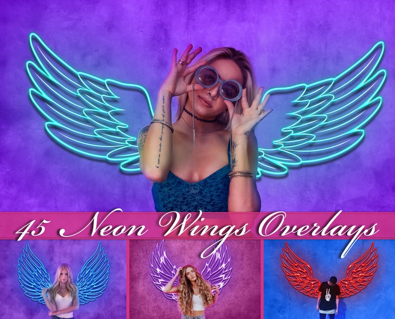 Angel Wings Overlays Neon Angel Wings Overlay Neon Light - Etsy
