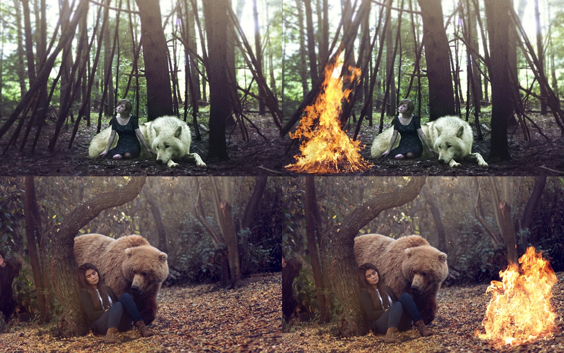 Fire Overlay Campfire Overlay Flame Photoshop Overlays - Etsy