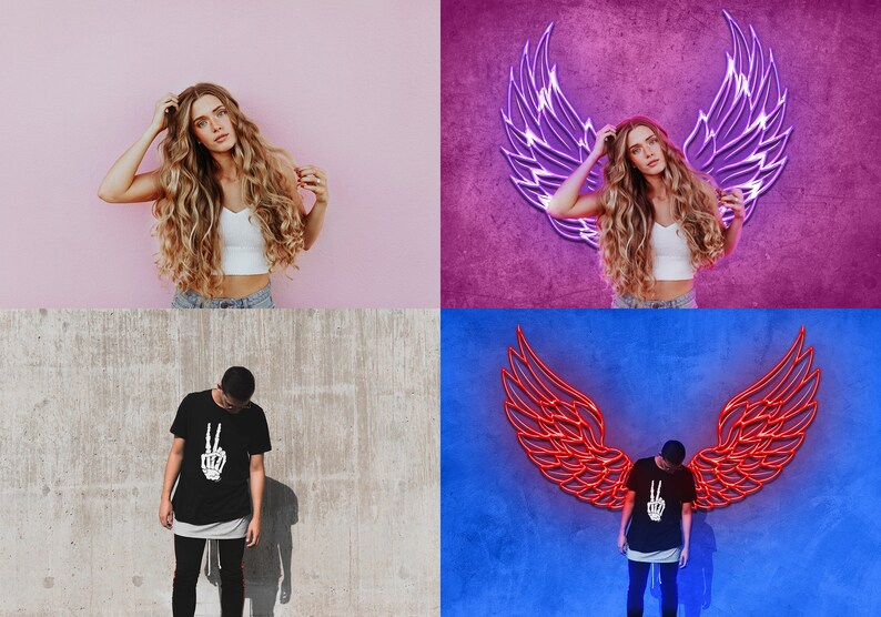 Angel Wings Overlays Neon Angel Wings Overlay Neon Light - Etsy