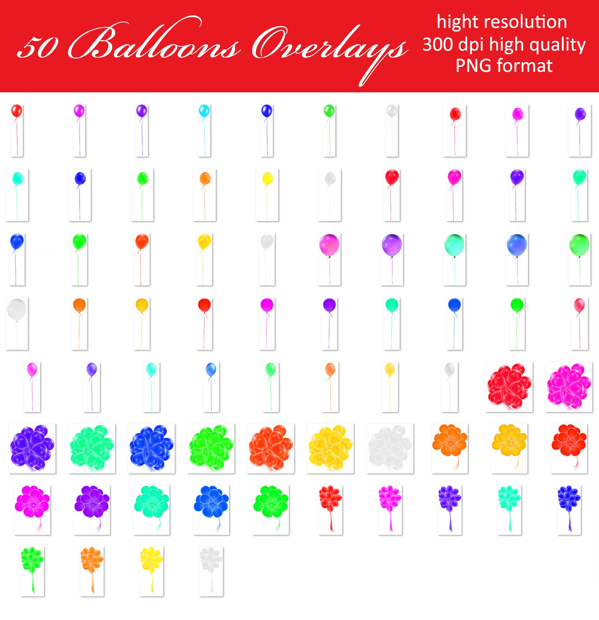 Balloon Overlay Colorful Photoshop Overlay Festive - Etsy UK
