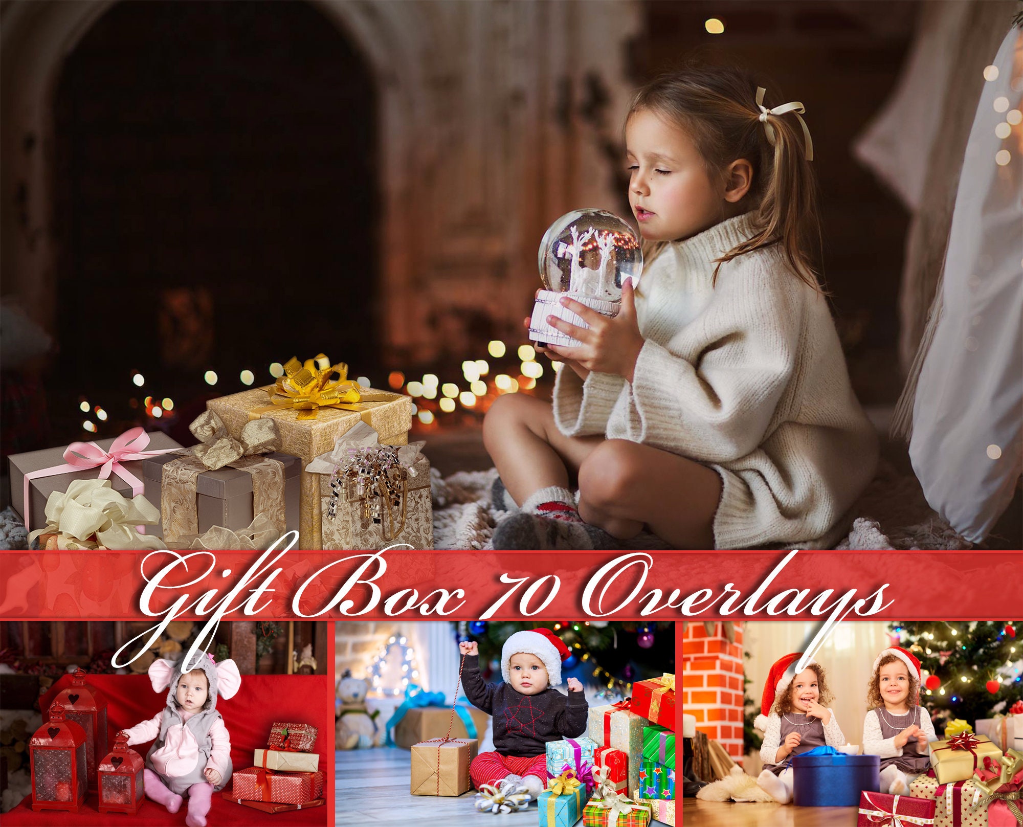 Christmas Gift Box Overlays Birthday Present Stack Box - Etsy