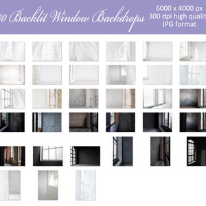 Backlit Window Digital Backdrops, Dark & White Room, White Curtain ...