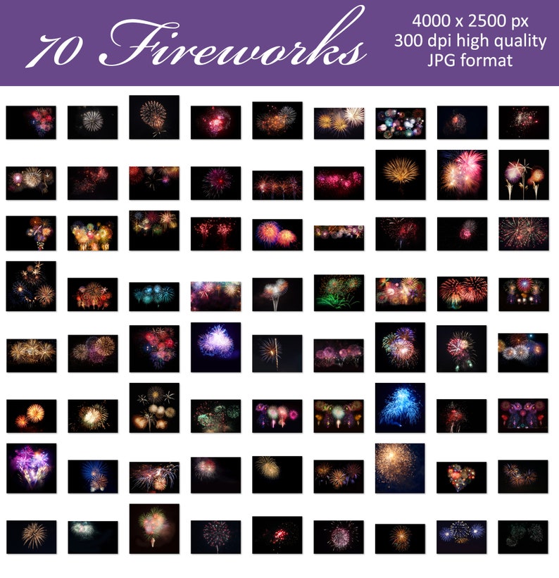 Firework Overlay Realistic Fireworks Overlay Overlays - Etsy