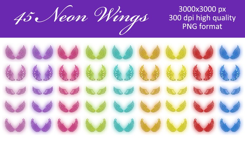 Angel Wings Overlays Neon Angel Wings Overlay Neon Light - Etsy