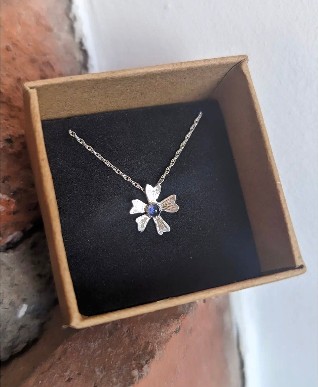 Sterling Silver Engraved Periwinkle Necklace With Iolite - Etsy