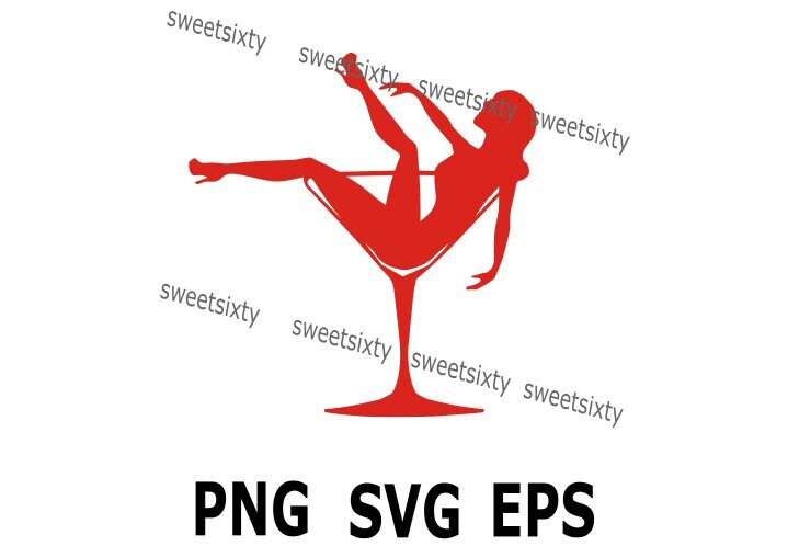 Downloadable File Burlesque - Girl in a Cocktail Glass - Martini Glass ...