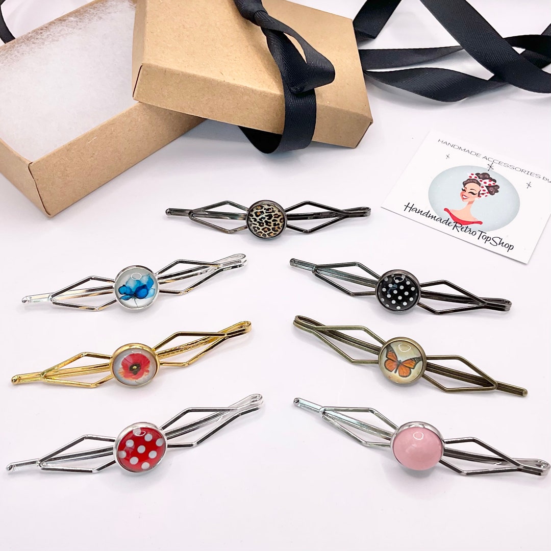 Geometric Bobby Pins Art Deco Polka Dot Butterflies Flowers Decorative ...