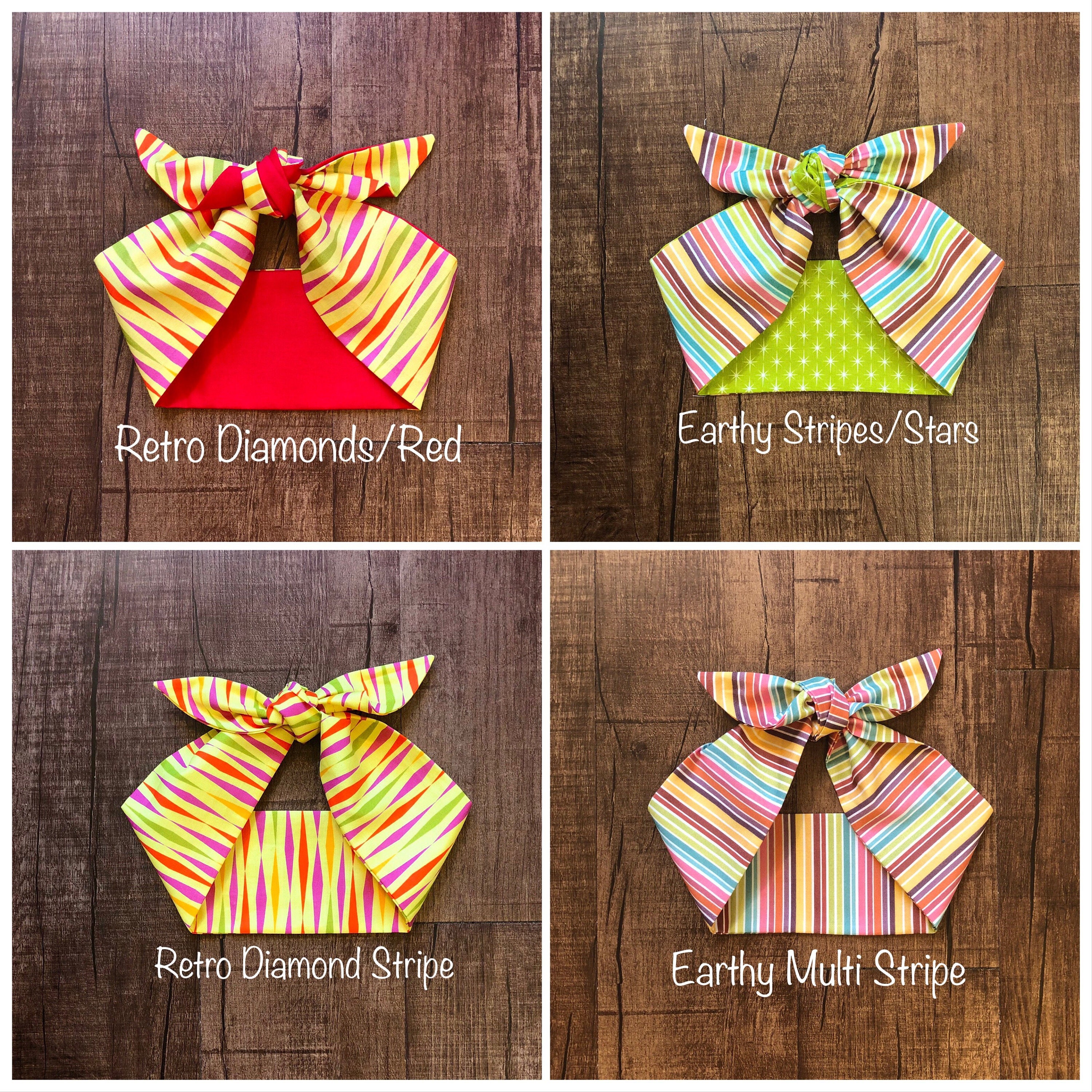 Stripes Retro Miranda Hair Wrap Wide Self Tie Headband Bow Stripe ...