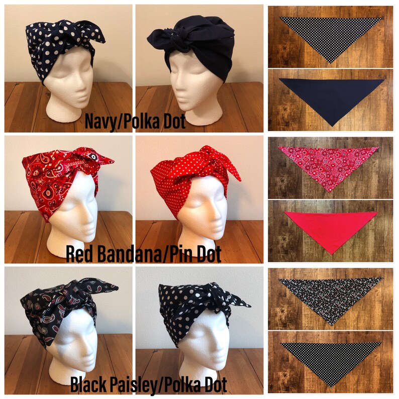 Retro Reversible Full Head Hair Wrap Scarf Headband Rosie the | Etsy