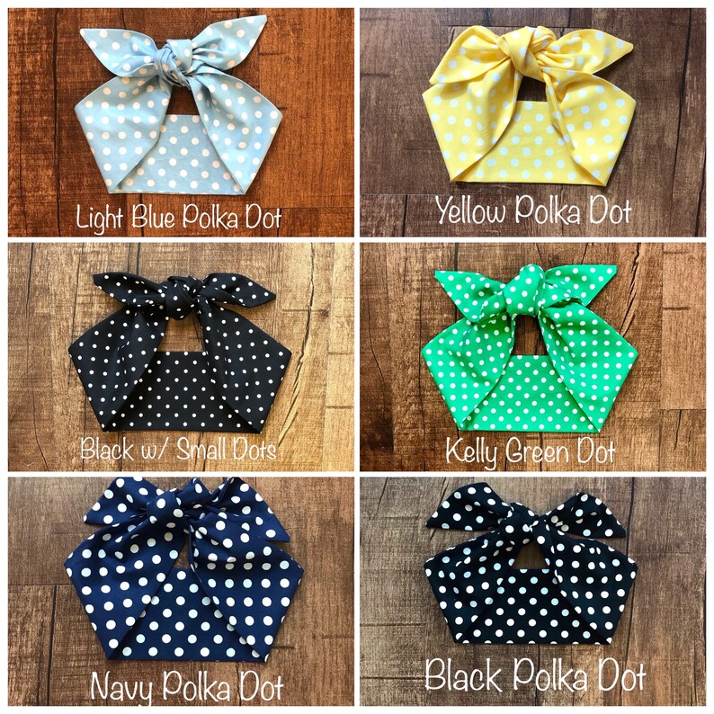 Small Polka Pin Dot Miranda Retro Hair Wrap Wide Self Tie | Etsy