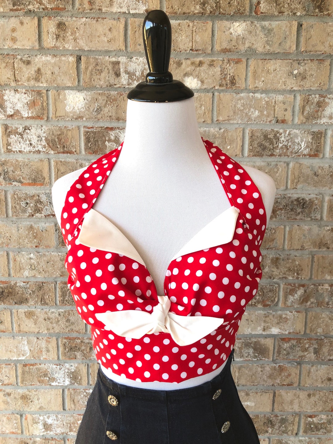 Red Polka Dot Ava Halter Top Vintage Style 1950s Retro Rockabilly ...