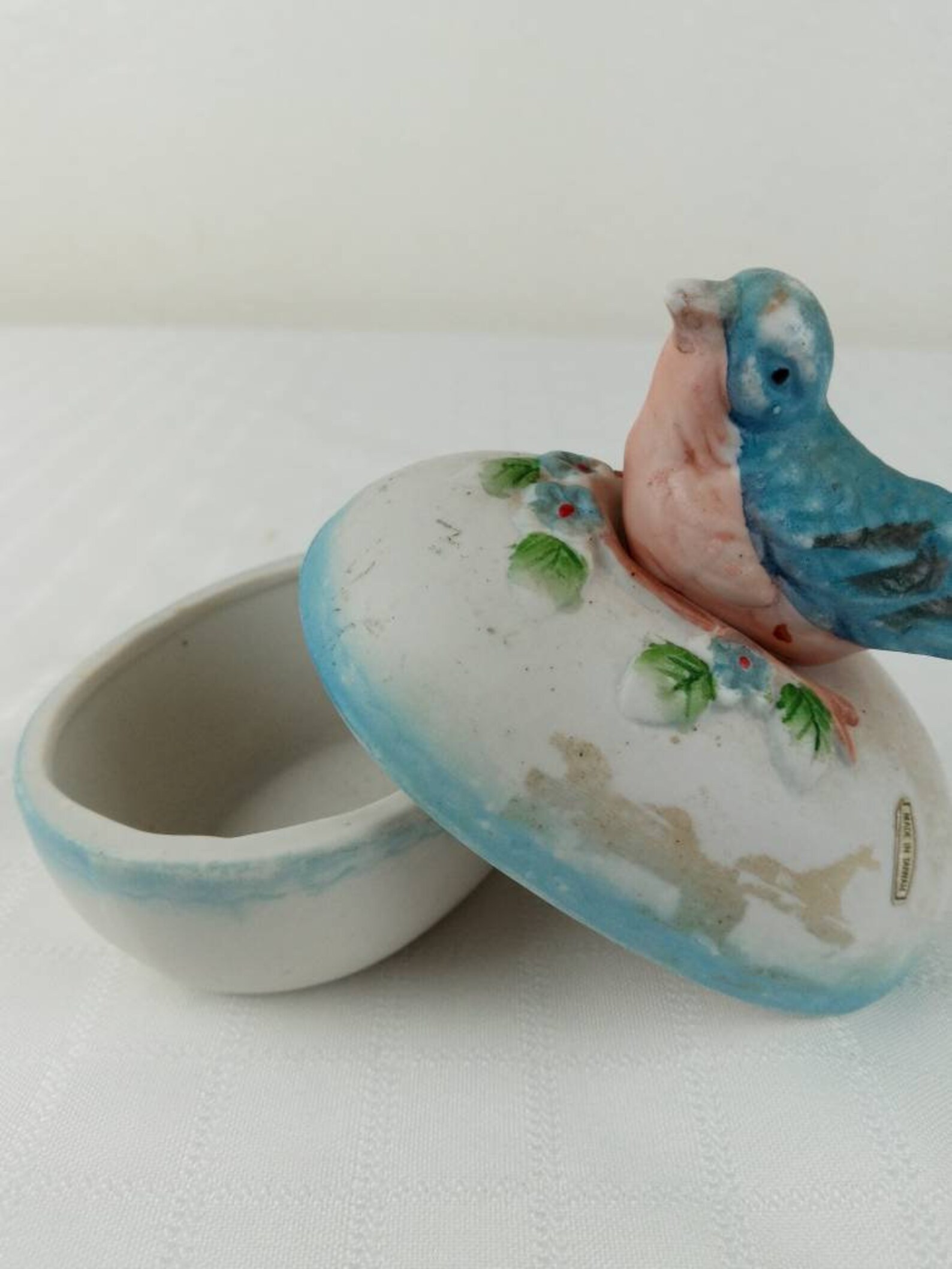 Vintage Blue Bird Porcelain Trinket Box | Etsy