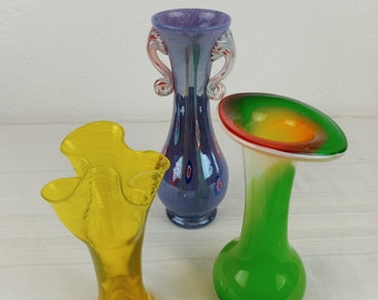Vintage Colored Glass Vases - Etsy
