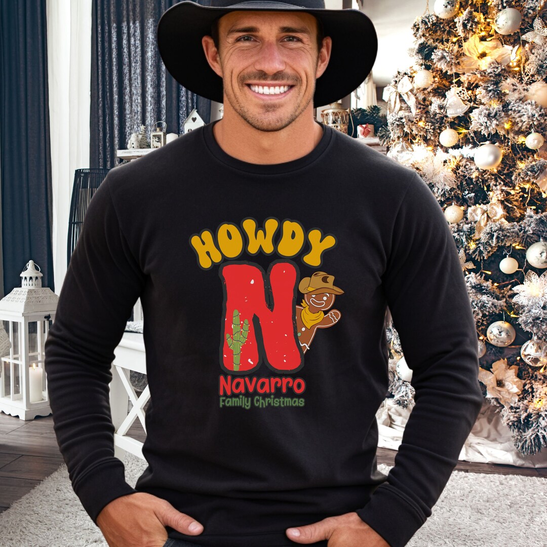 Cowboy Howdy Theme Christmas Sweatshirt Customize With Your - Etsy