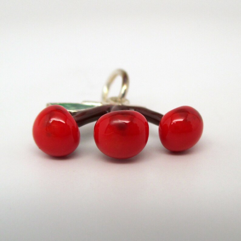 CHERRIES CHARM Cherry Charm Sterling Silver Charms Silver - Etsy