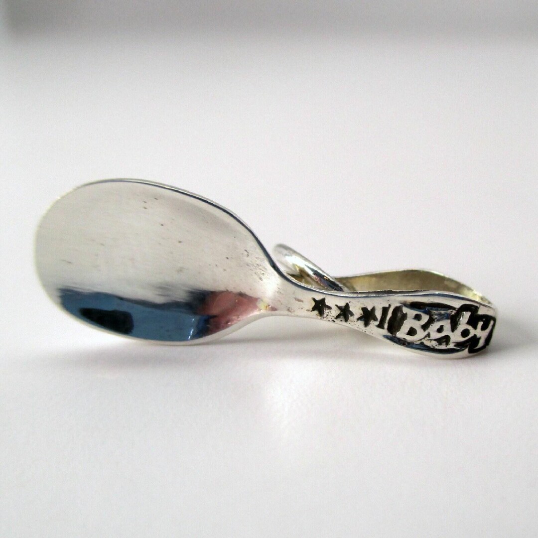 BABY SPOON CHARM, Baby Shower Gift, New Mom Gift, Sterling Silver ...