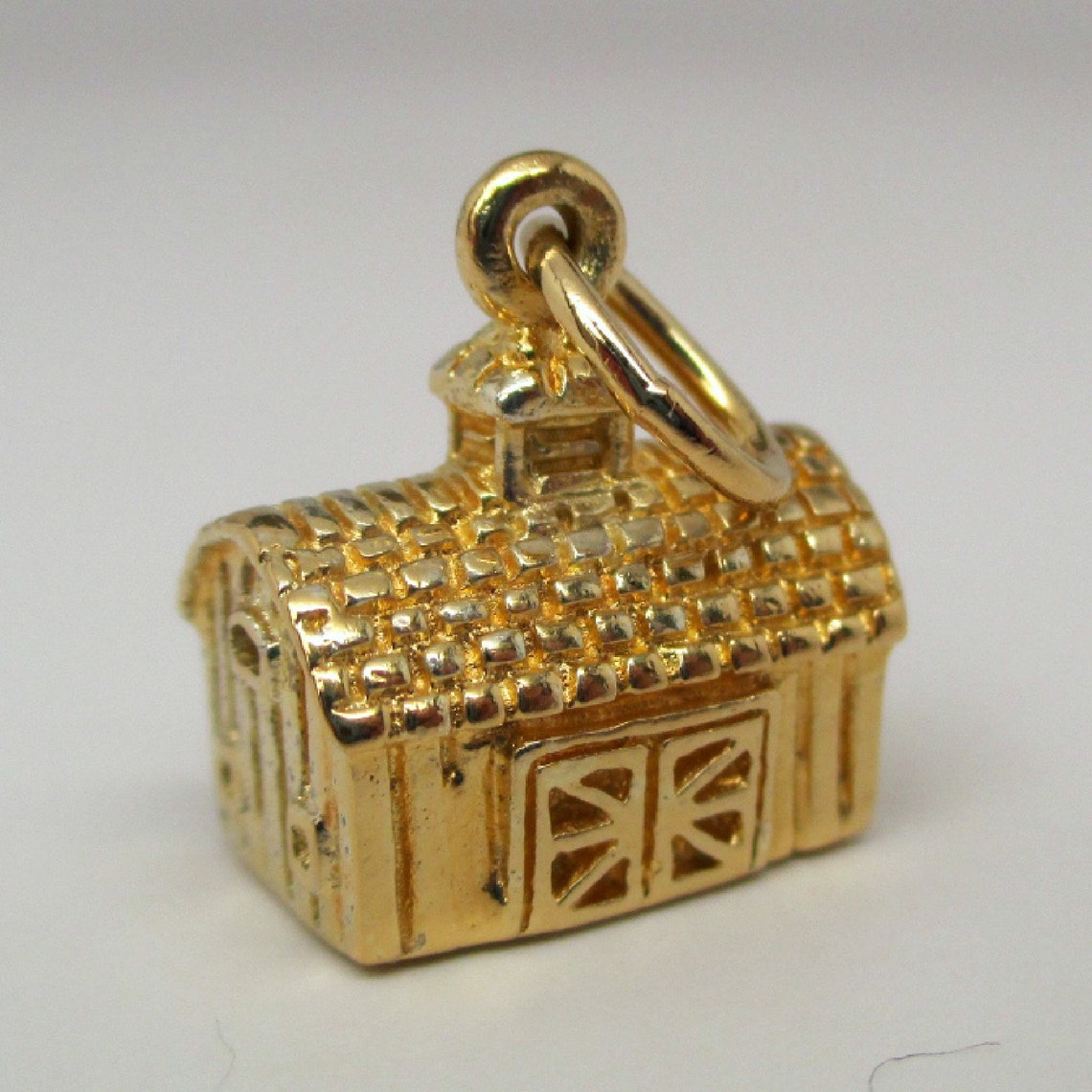 GOLD BARN CHARM Sterling Silver Charms Farm Wife Gift Gold - Etsy