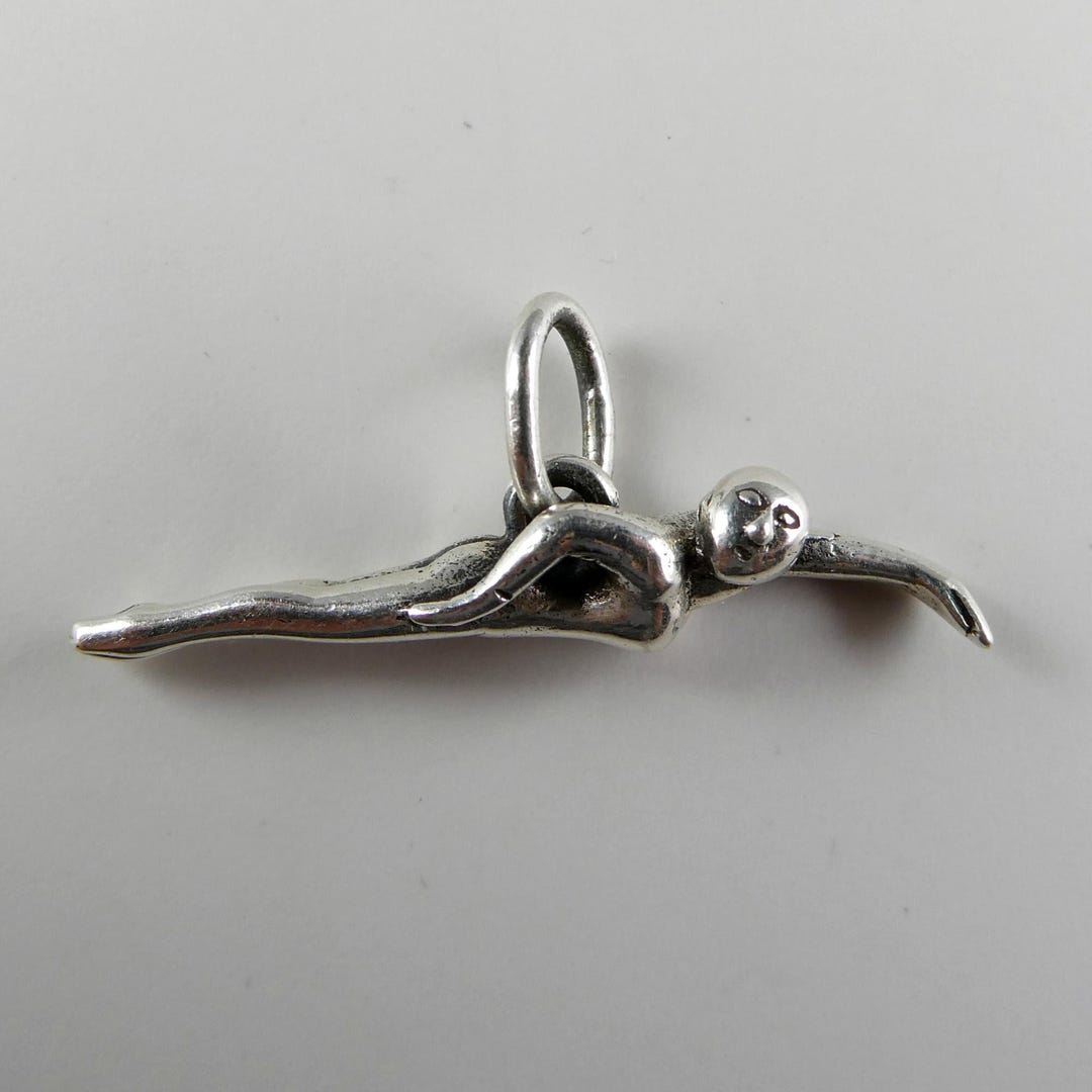 SWIMMING CHARM, Swimmer Charm, Swim Team Gift, Swimmer Gift, Sterling ...