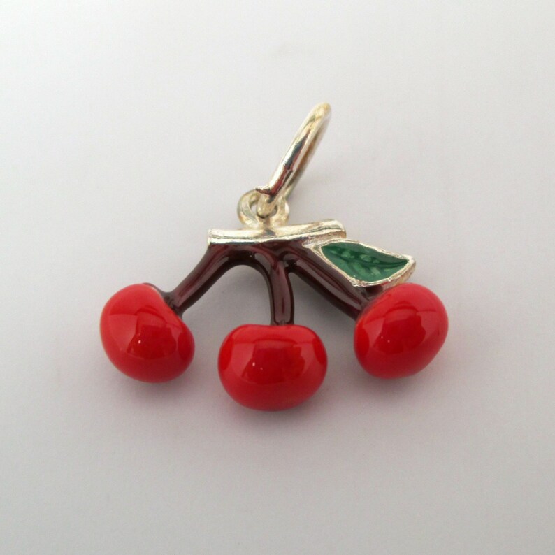 CHERRIES CHARM Cherry Charm Sterling Silver Charms Silver - Etsy