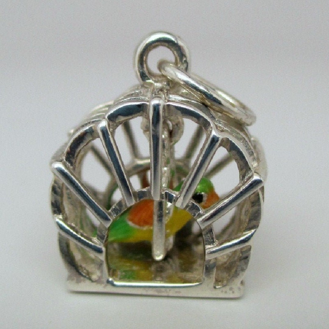 BIRD CAGE CHARM Parrot Cage Charm Parrot Charm Pretty Bird - Etsy