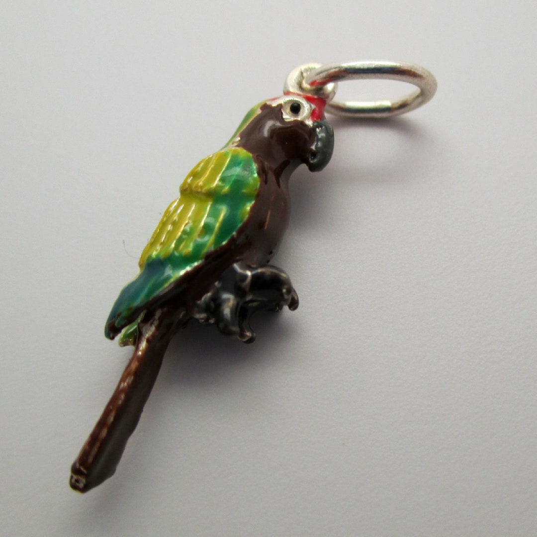 PARROT CHARM, Bird Charms, Sterling Silver, Charms, Bird Jewelry, Bird ...