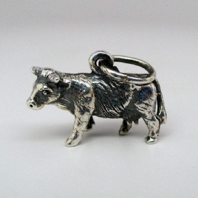 SILVER COW CHARM, Beef Cow, Sterling Silver, Charms, Cattle, Farmer ...
