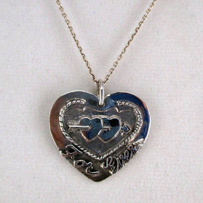 FOREVER AND EVER, Love, Heart Pendant, Sterling Silver, Heart Charm ...