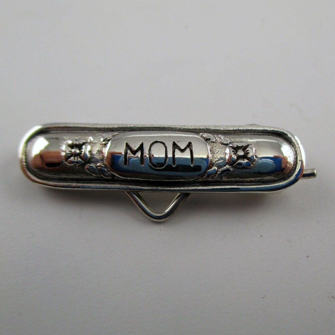 MOM PIN, Charms, Scarf Pin, Charm Brooch, Mom Gift, Sterling Silver ...
