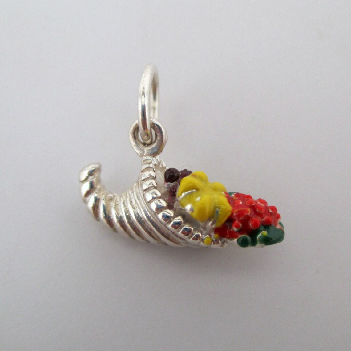 CORNUCOPIA CHARM, Cornucopia Necklace, Thanksgiving Charms, Sterling ...